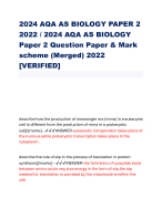 2024 AQA AS BIOLOGY PAPER 2022 / 2024 AQA AS BIOLOGY Paper 2 Question ...