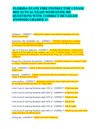 FLORIDA STATE FIRE INSTRUCTOR 1 EXAM 2025 ACTUAL EXAM WITH OVER 300 ...