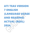 ATI TEAS VERSION 7 ENGLISH (LANGUAGE USAGE AND READING) ACTUAL (REAL) 2024 - DocMerit