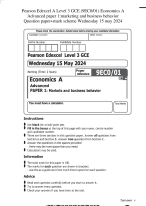 Pearson Edexcel A Level 3 GCE (9EC0/01) Economics A Advanced paper 1 Qp + Rms 2024 - DocMerit