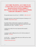 ALF CORE TRAINING, ALF CORE EXAM LATEST 2025 ACTUAL EXAM| COMPLETE 300 ...