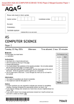 Actual 2024 AQA AS COMPUTER SCIENCE 7516/2 Paper 2 Merged Question Paper + Mark Scheme Actual ...