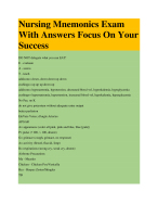 Nursing Mnemonics Exam With Answers Focus On Your Success - DocMerit