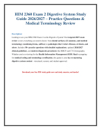 HIM 2360 Exam 2 Digestive System Guide: 2026/2027 Anatomy, Terminology ...
