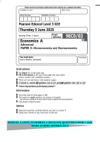 EDEXCEL A LEVEL ECONOMICS A (9EC0/03) QUESTION PAPER 3 AND MARK SCHEME ...