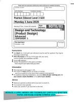 EDEXCEL A LEVEL DESIGN AND TECHNOLOGY (9DT0/01) QUESTION PAPER AND MARK ...
