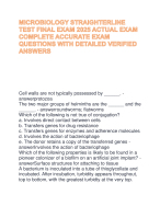MICROBIOLOGY STRAIGHTERLINE TEST FINAL EXAM 2025 ACTUAL EXAM COMPLETE ...