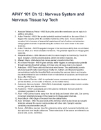APHY 101 Ch 12: Nervous System and Nervous Tissue Ivy Tech - DocMerit