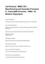 Lab Practical - MMET 281 - Manufacturing and Assembly Processes II ...