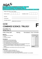 Complete 2024 AQA GCSE COMBINED SCIENCE: TRILOGY 8464 Exams Bundle - DocMerit