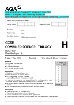 2024 AQA GCSE COMBINED SCIENCE: TRILOGY 8464/C/1H Higher Tier Chemistry ...