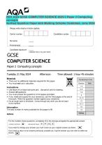 2024 AQA GCSE COMPUTER SCIENCE 8525/2 Paper 2 Computing concepts ...
