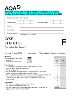 Complete 2024 AQA GCSE STATISTICS 8382 Foundations And Higher Tiers Exams' bundle - DocMerit