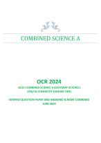 OCR 2024 GCSE COMBINED SCIENCE A (GATEWAY SCIENCE) J250/10 CHEMISTRY (HIGHER TIER) VERIFIED ...