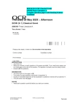 2025 OCR GCSE Classical Greek J292/02 Prose Literature A Complete ...