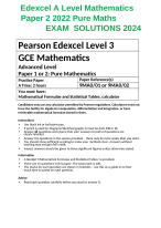 Edexcel A Level Mathematics Paper 2 2022 Pure Maths EXAM SOLUTIONS 2024 - DocMerit