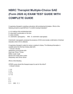 NBRC Therapist Multiple-Choice SAE (Form 2020 A) EXAM TEST GUIDE WITH ...