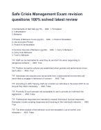 Safe Crisis Management Exam revision questions 100% solved latest ...