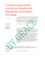 IHUMAN LAURA WOOD 41YEAR OLD REASON FOR ABDOMINAL ASSESSMENT TEST BANK ...