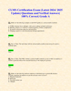 CLMS Certification Exam (NEW 2024/ 2025 Update) Questions and Verified ...