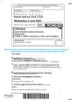 2024 Pearson Edexcel Level 3 GCE Chinese (spoken Mandarin/spoken ...