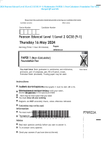 2024 Pearson Edexcel Level 1/Level 2 GCSE (9–1) Mathematics PAPER 1 (Non-Calculator) Foundation ...