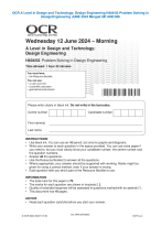 BUNDLE::: OCR A Level in Design and Technology 2024 Question Paper and ...
