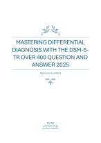 MASTERING DIFFERENTIAL DIAGNOSIS WITH THE DSM-5 TR OVER 400 QUESTION AND ANSWER 2025 - DocMerit