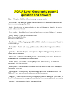 AQA A Level Geography paper 2 question and answers - DocMerit
