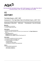 AQA AS HISTORY The British Empire, c1857–1967 Component 1J The High ...