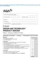AQA A-LEVEL DESIGN AND TECHNOLOGY: PRODUCT DESIGN Paper 2 Designing and ...