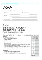 AQA A-level DESIGN AND TECHNOLOGY: FASHION AND TEXTILES Paper 2 ...