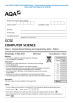 AQA GCSE COMPUTER SCIENCE Paper 1 Computational thinking and ...