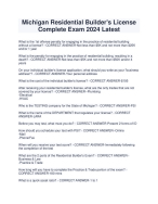 Michigan Residential Builder's License Complete Exam 2024 Latest - DocMerit