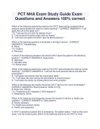 PCT NHA Exam Study Guide Exam Questions and Answers 100% correct - DocMerit