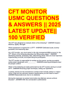 CFT MONITOR USMC QUESTIONS & ANSWERS || 2025 LATEST UPDATE|| 100 ...