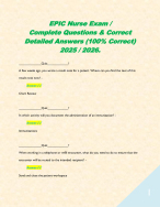 EPIC Nurse Exam / Complete Questions & Correct Detailed Answers (100% ...