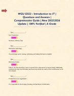 WGU D322 - Introduction to IT | Questions and Answers | Comprehensive ...