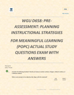 WGU D658: PRE-ASSESSMENT: PLANNING INSTRUCTIONAL STRATEGIES FOR ...