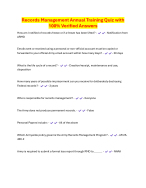 Records Management Annual Training Quiz with 100% Verified Answers ...