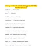 subway sandwich artist training quiz with 100% Verified Answers - DocMerit