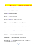 DP Biology Vocabulary - 1.2 Ultrastructure of cells - DocMerit