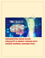 CBIS(CERTIFIED BRAIN INJURY SPECIALIST B) NEWEST VERSION WITH GRADED ANSWERS (ASSURED PASS ...