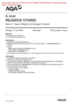 Actual 2024 AQA A-level RELIGIOUS STUDIES 7062/2C Paper 2C Merged ...