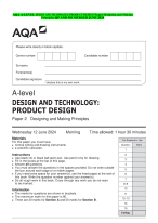AQA A-LEVEL DESIGN AND TECHNOLOGY:PRODUCT DESIGN Paper Designing Making ...