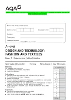 AQA A-LEVEL DESIGN AND TECHNOLOGY:FASHION AND TEXTILES Paper Designing ...