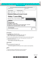 2024 Pearson Edexcel Level 3 GCE History Advanced PAPER 2: Depth study Option 2B.1:Luther and ...