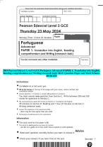 2024 Pearson Edexcel Level 3 GCE Portuguese Advanced PAPER 1:Translation into English, Reading ...