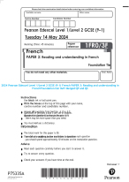 2024 Pearson Edexcel Level 1/Level 2 GCSE (9–1) French PAPER 3:Reading ...