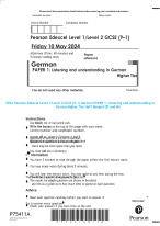 2024 Pearson Edexcel Level 1/Level 2 GCSE (9–1) German PAPER 1 ...